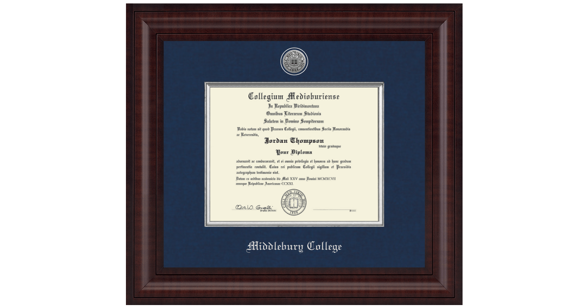 Presidential Silver Engraved Diploma Frame in Premier Middlebury ...