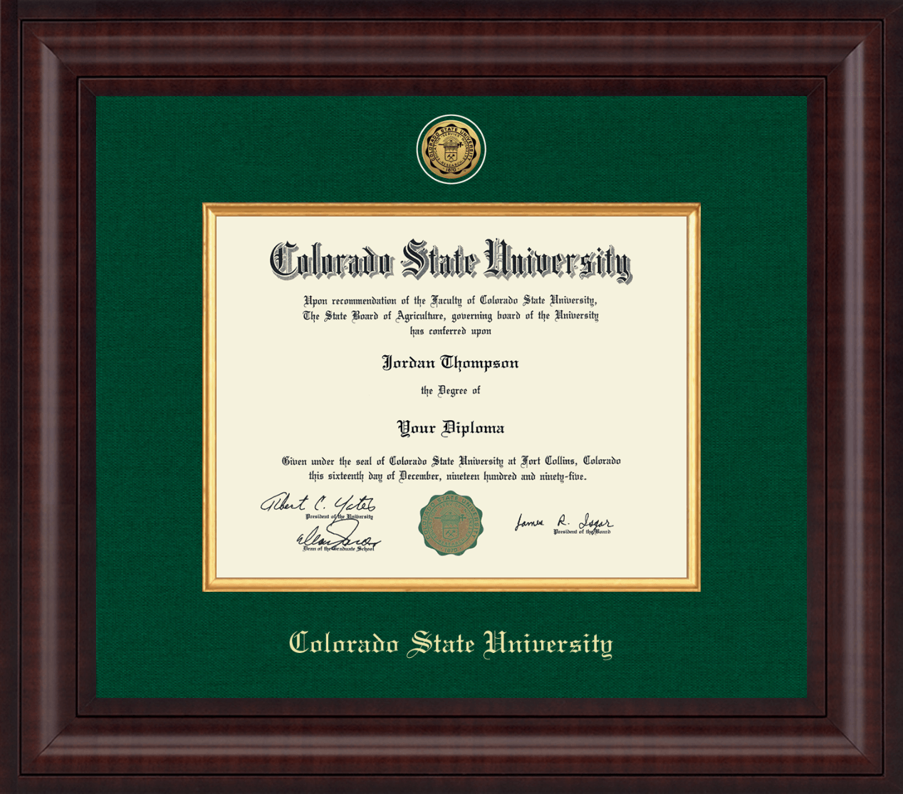 Colorado State University Presidential Gold Engraved Diploma Frame in ...