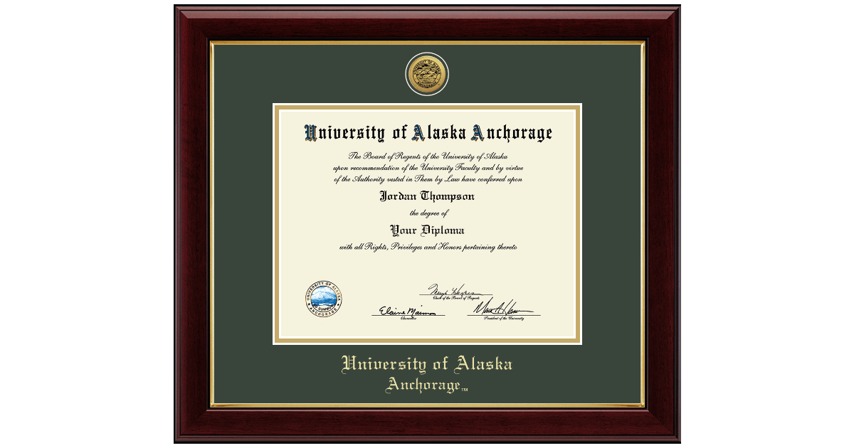 Gold Engraved Medallion Diploma Frame in Gallery University of Alaska ...