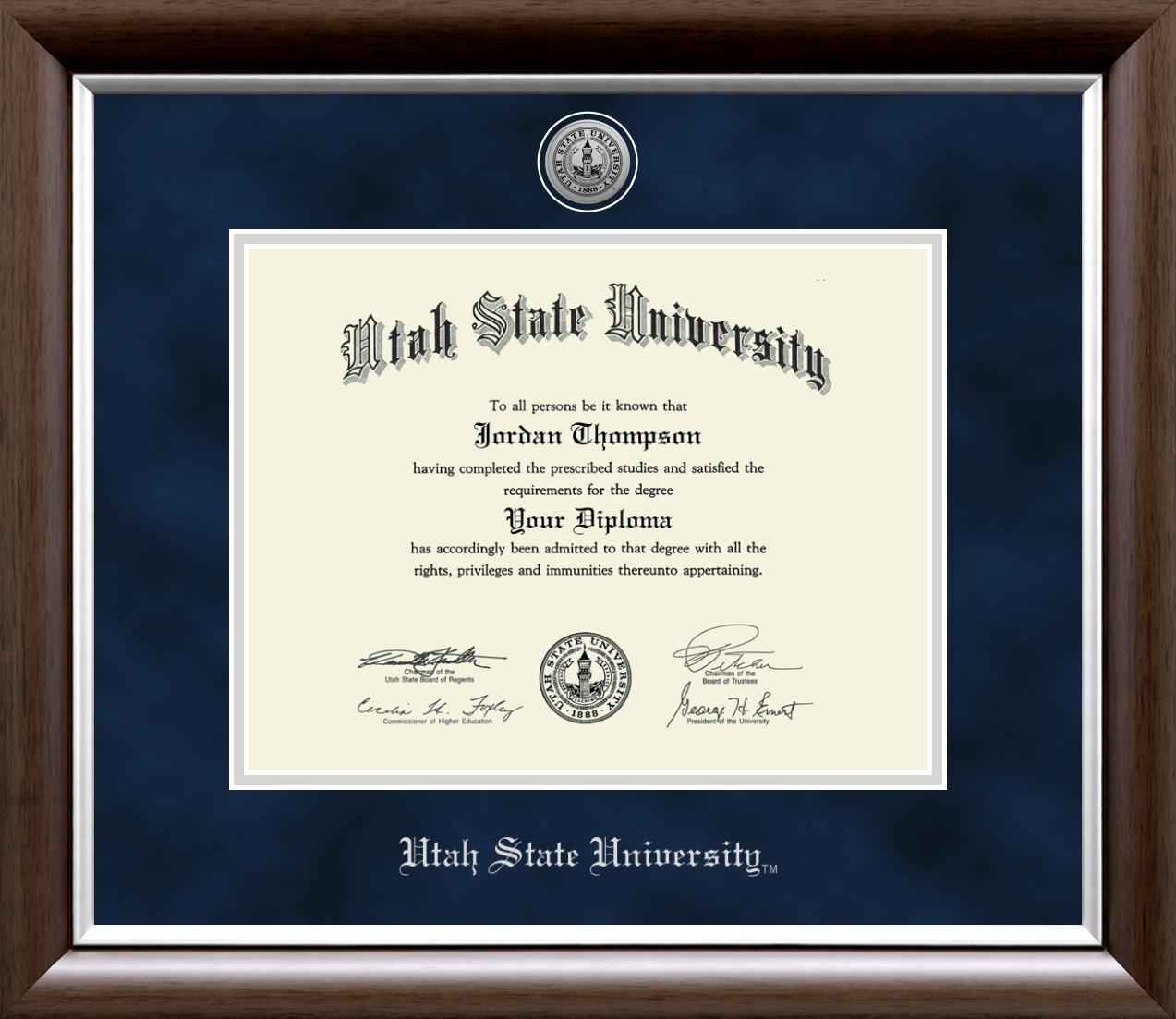 Utah State University Silver Engraved Medallion Diploma Frame in ...