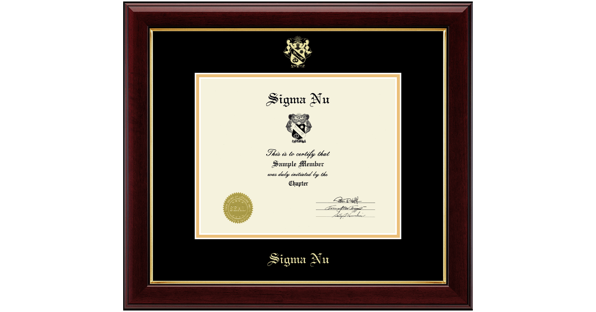 8" x 10" - Embossed Certificate Frame in Gallery Sigma Nu Fraternity ...