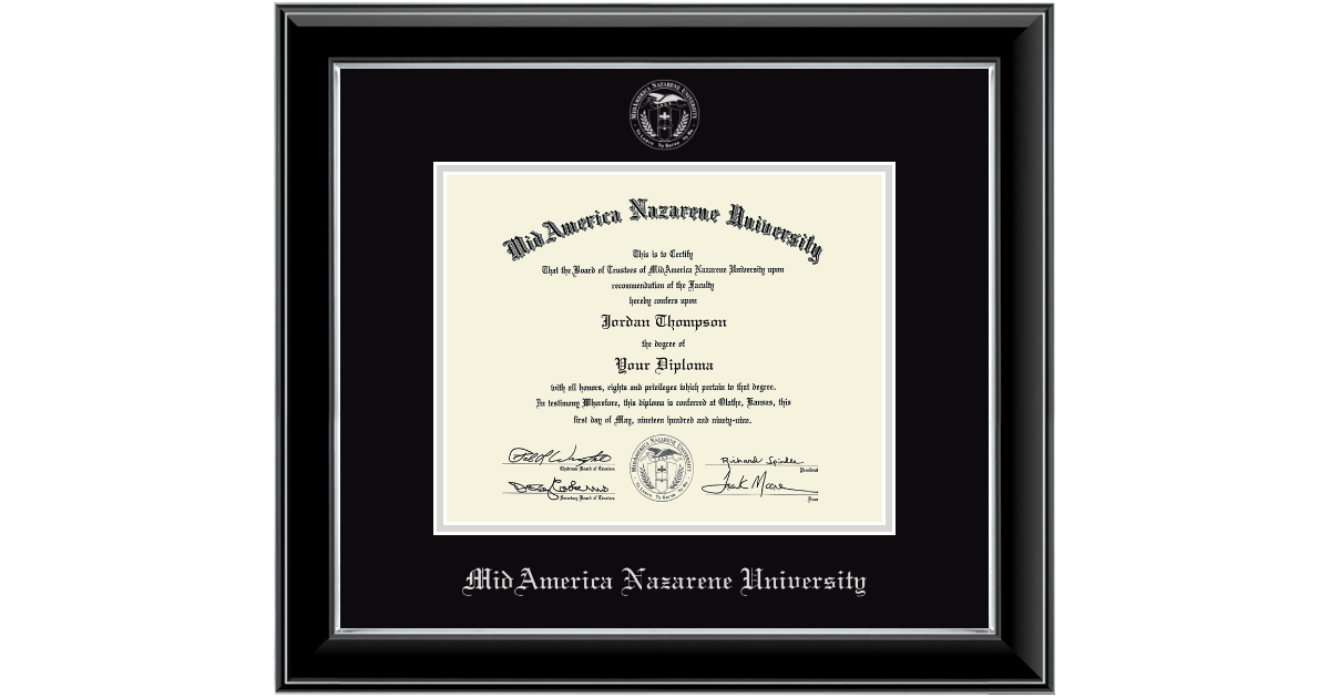 Silver Embossed Diploma Frame in Onyx Silver MidAmerica Nazarene University - Item #136284 from ...