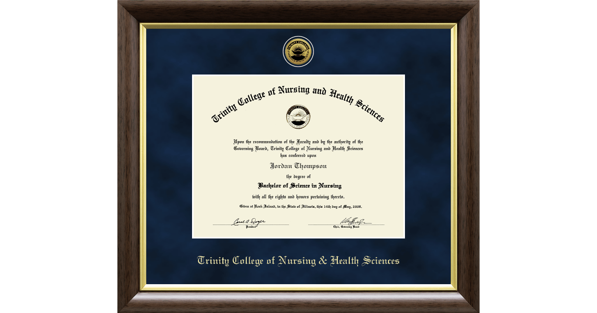 Gold Engraved Diploma Frame in Hampshire Trinity College of Nursing ...