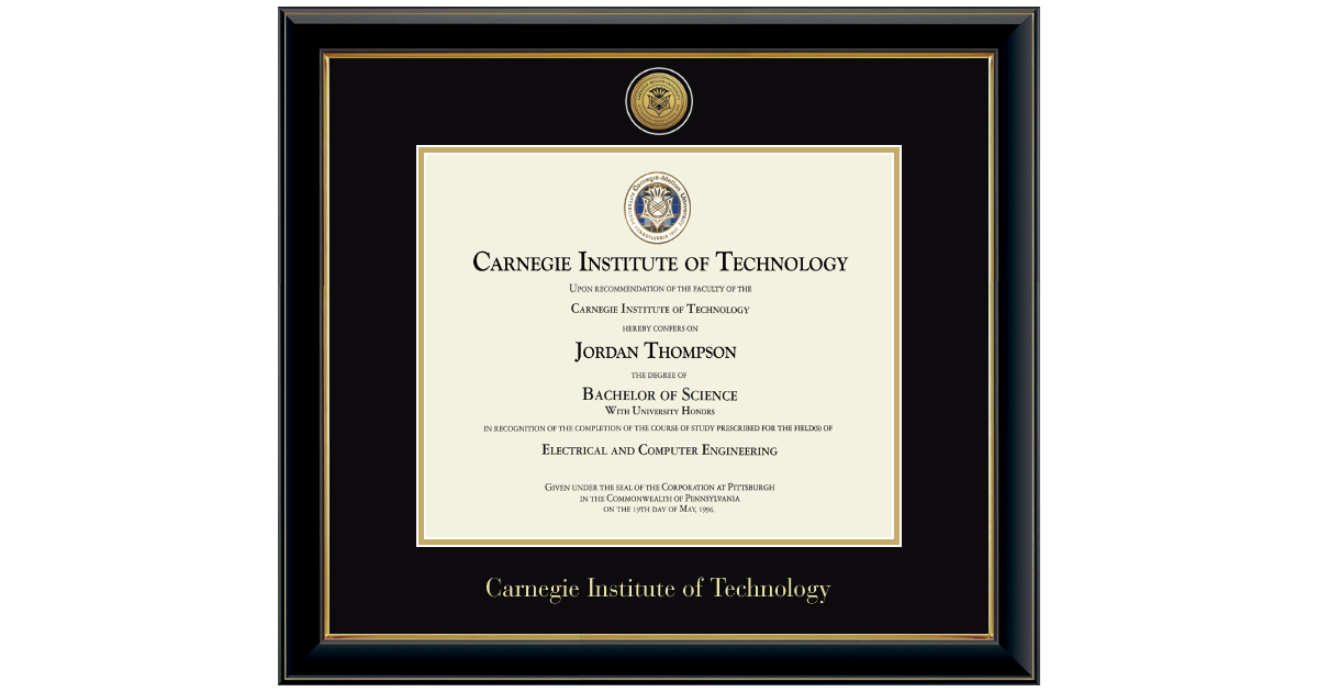 Gold Engraved Medallion Diploma Frame in Onyx Gold Carnegie Mellon ...