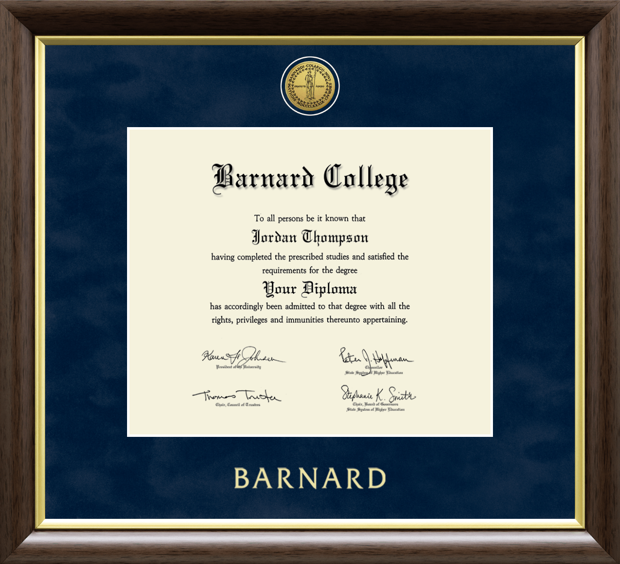 Barnard College Gold Engraved Medallion Diploma Frame in Hampshire ...