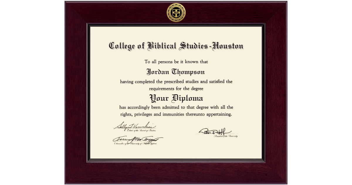 Century Gold Engraved Diploma Frame in Cordova College of Biblical ...