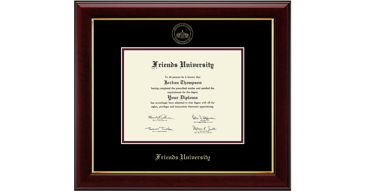 Gold Embossed Diploma Frame in Gallery Friends University - Item #137933