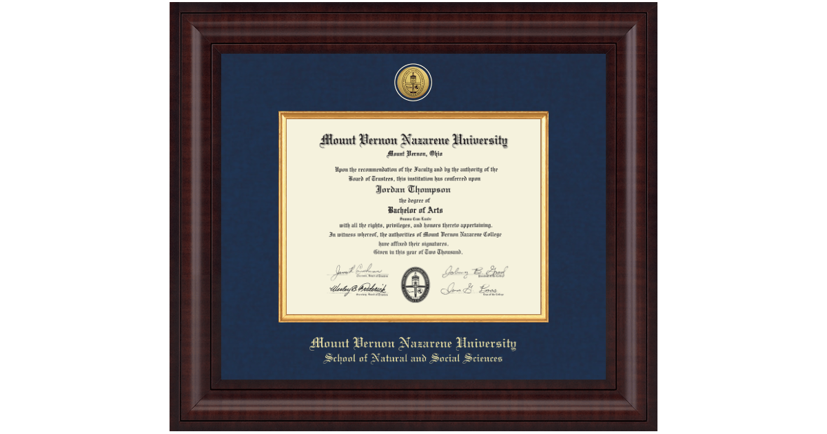 MVNU School of Natural and Social Sciences Diploma Frames