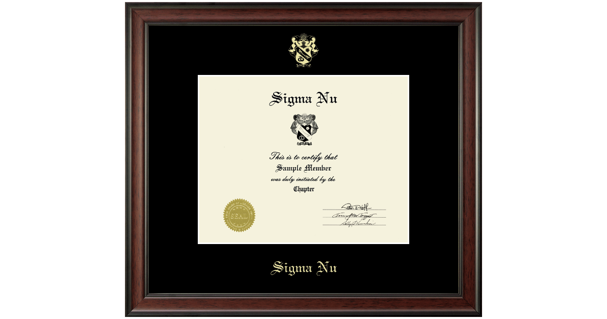 8" x 10" - Embossed Certificate Frame in Studio Sigma Nu Fraternity ...