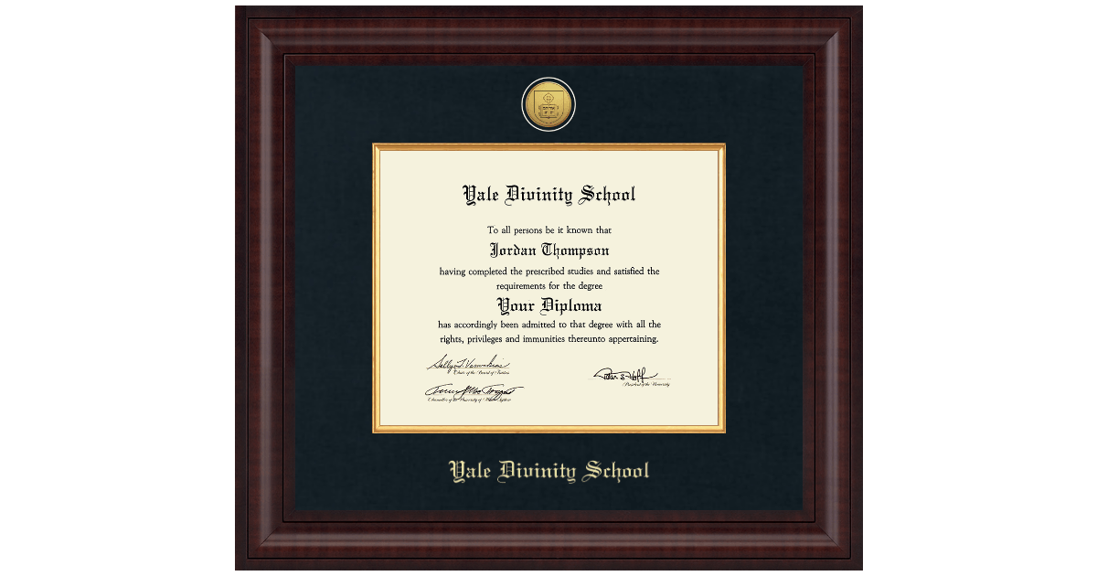 Presidential Gold Engraved Diploma Frame in Premier Yale Divinity ...