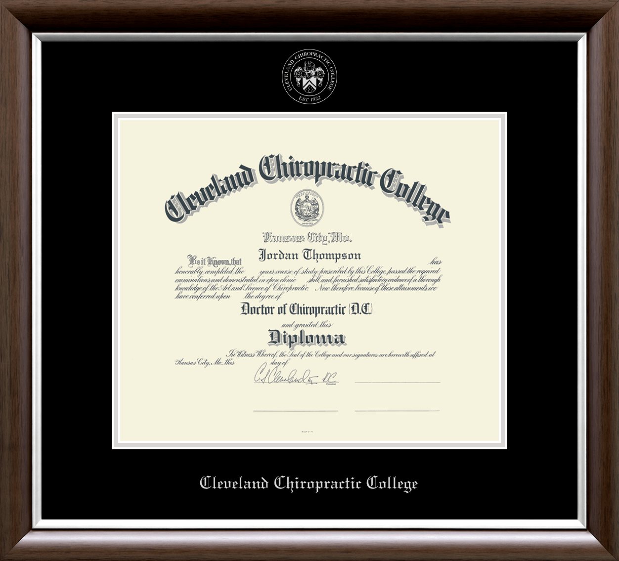 Cleveland Chiropractic College Silver Embossed Diploma Frame in ...