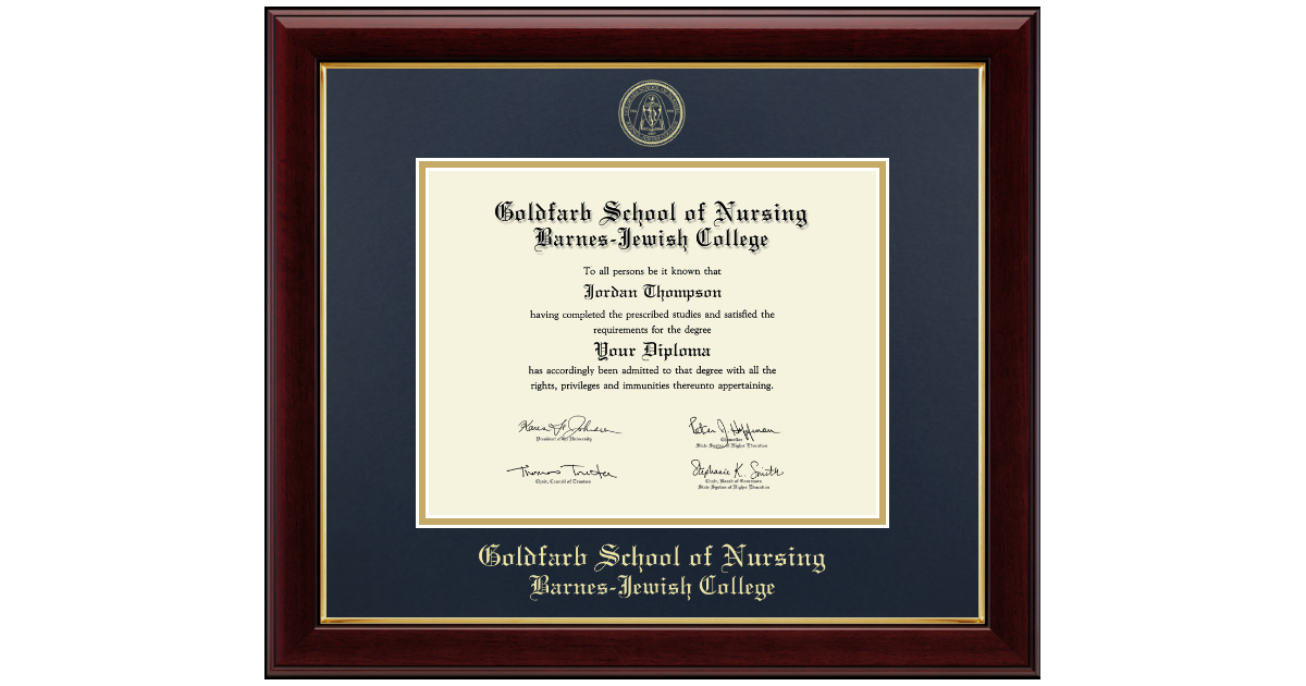 Gold Embossed Diploma Frame in Gallery Goldfarb School of Nursing ...