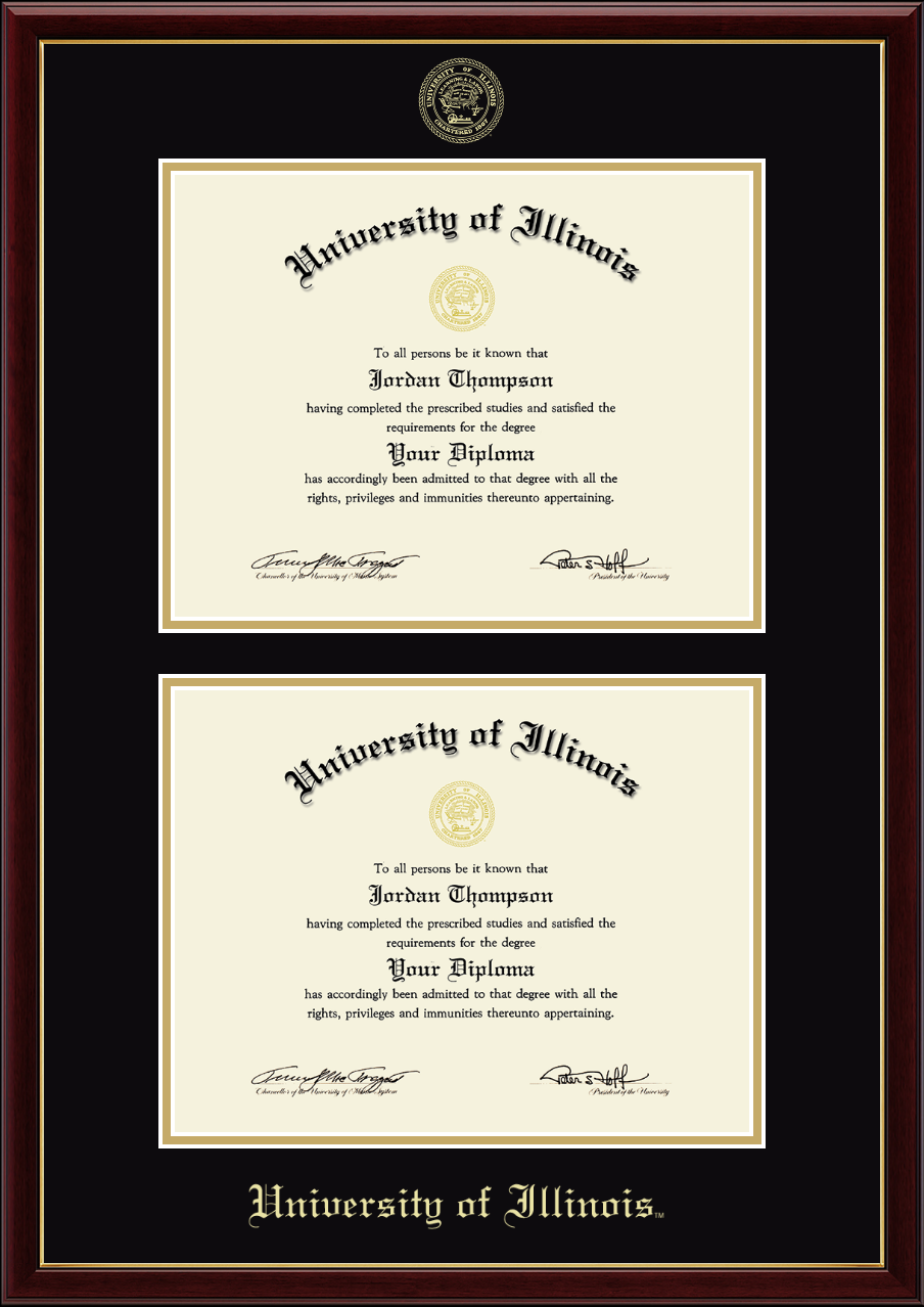 University of Illinois Gold Embossed Double Diploma Frame in Galleria ...