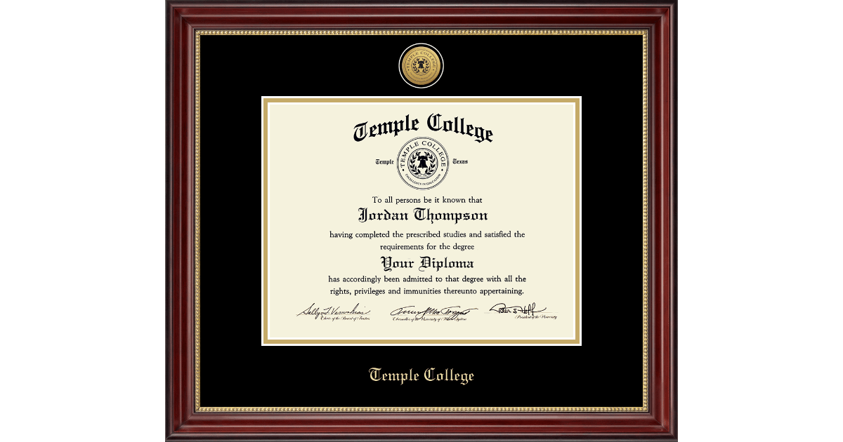 Temple College Diploma Frame | Church Hill Classics