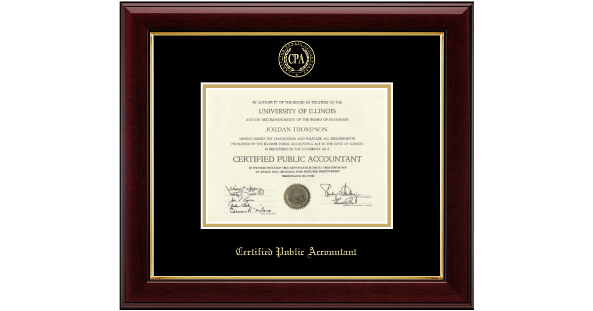 6"x8" - Gold Embossed Certificate Frame in Gallery Certified Public ...