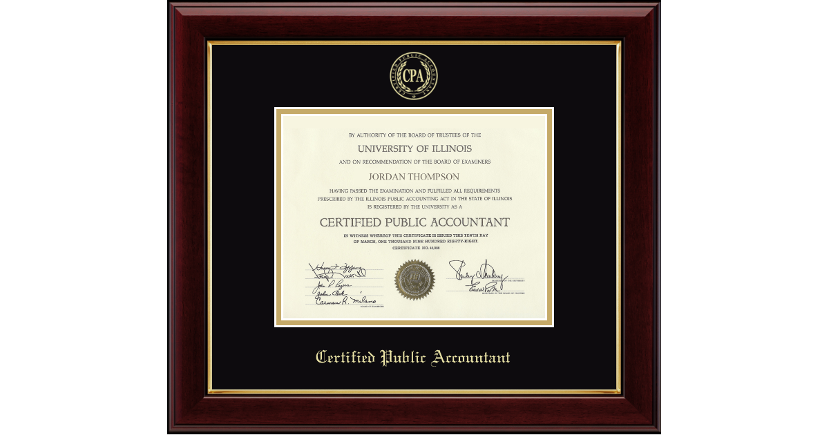 7"x9" - Gold Embossed Certificate Frame in Gallery Certified Public ...