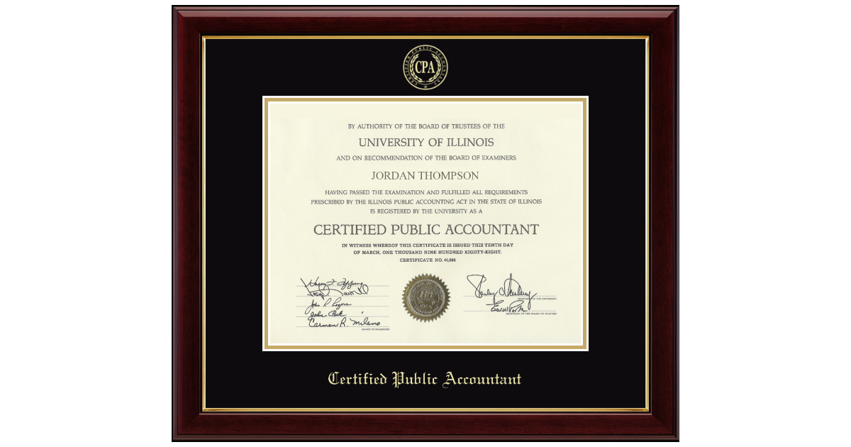 14"x18" Gold Embossed Certificate Frame in Gallery Certified Public ...
