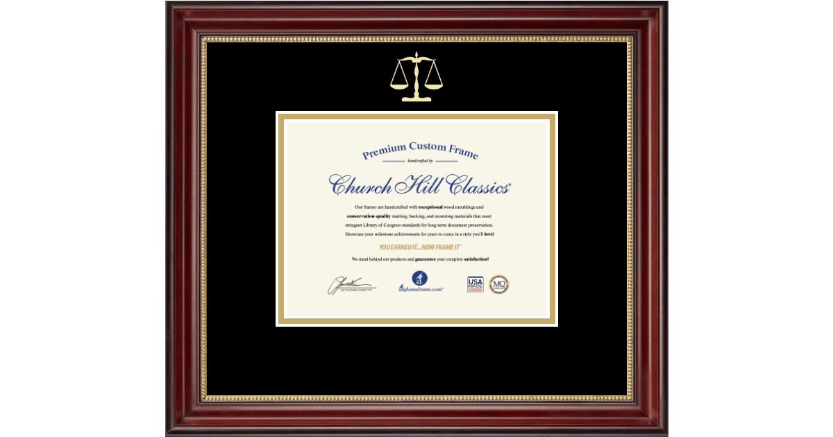 Gold Embossed Law School Diploma Frame in Kensington Gold - 6 x 8 Legal ...