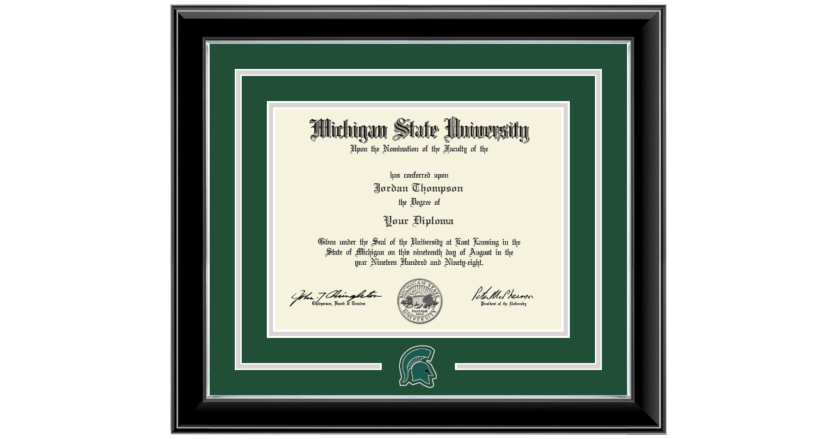 Spirit Medallion Diploma Frame in Onyx Silver Michigan State University ...
