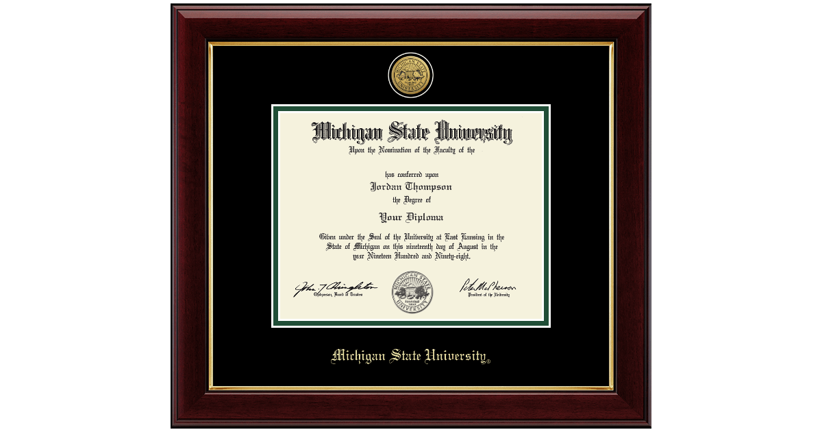Pre-2005 Gold Engraved Diploma Frame in Gallery Michigan State ...