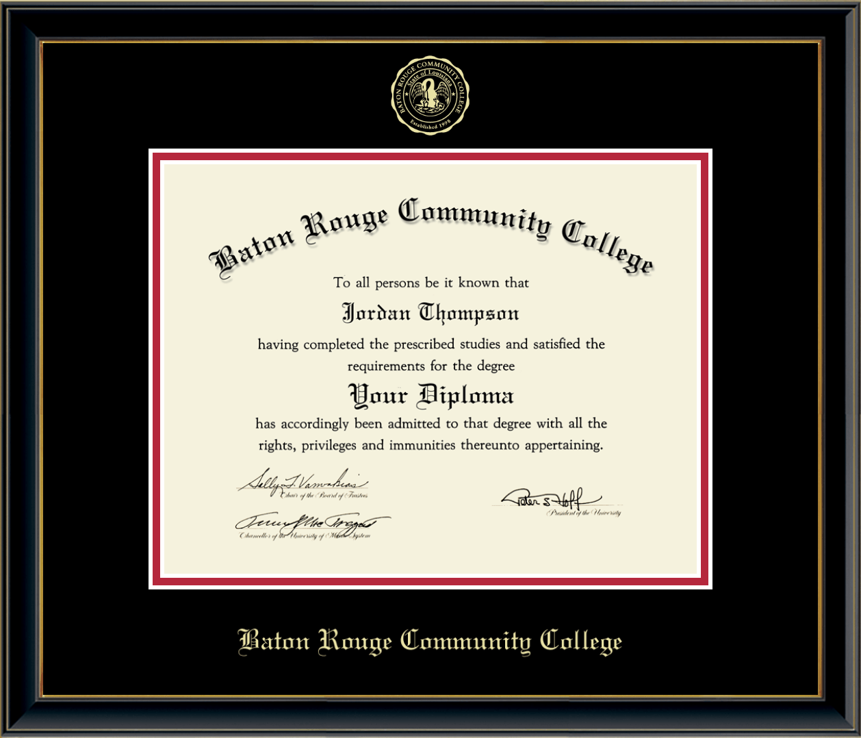 Baton Rouge Community College Gold Embossed Diploma Frame in Onexa Gold ...