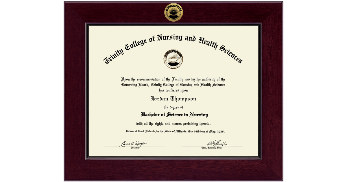 Century Gold Engraved Diploma Frame in Cordova Trinity College of ...