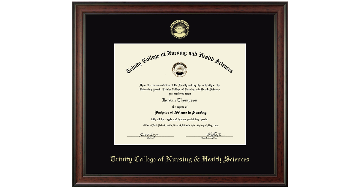 Gold Embossed Diploma Frame in Studio Trinity College of Nursing ...