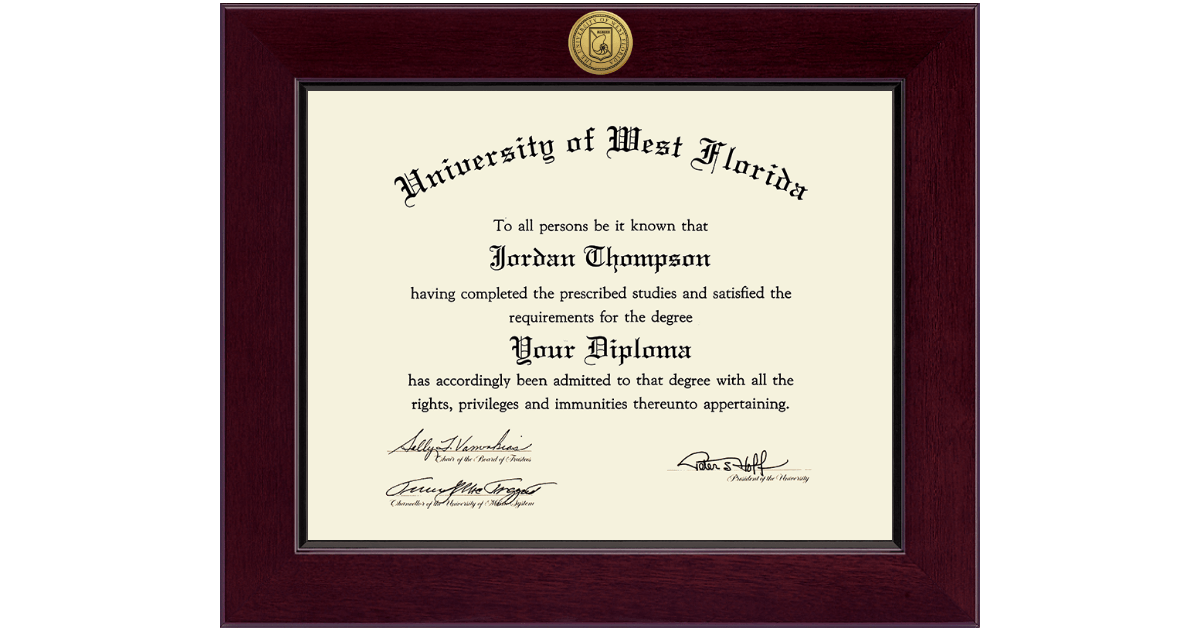 Century Gold Engraved Diploma Frame in Cordova University of West ...