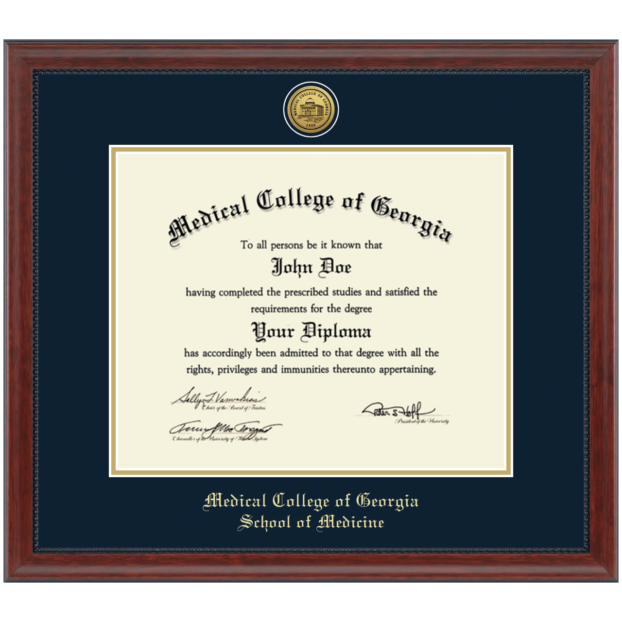 Gold Engraved Diploma Frame in Signature Medical College of Georgia ...