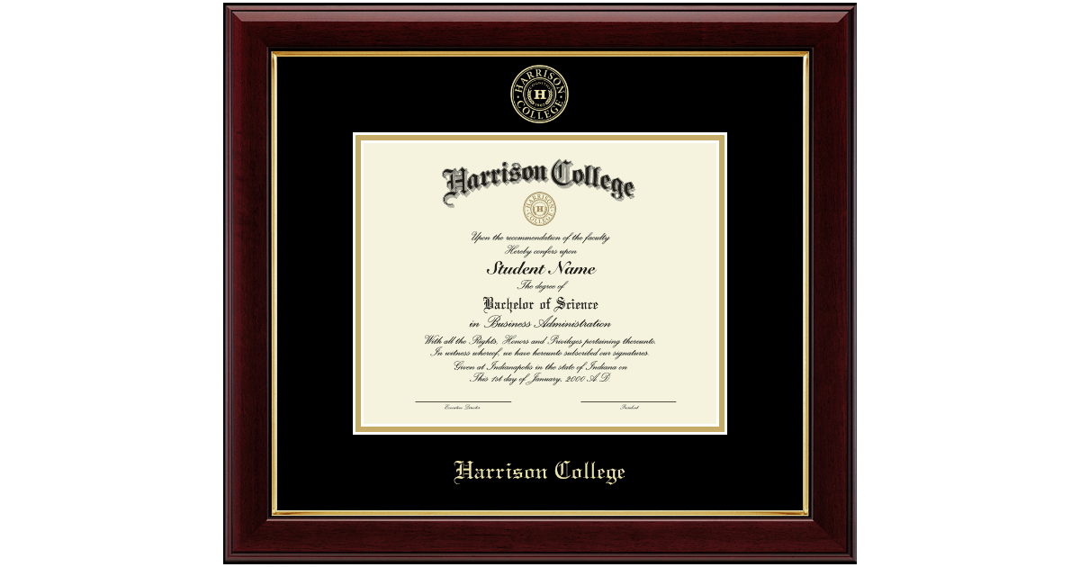 Gold Embossed Diploma Frame in Gallery Harrison College - Item #204297