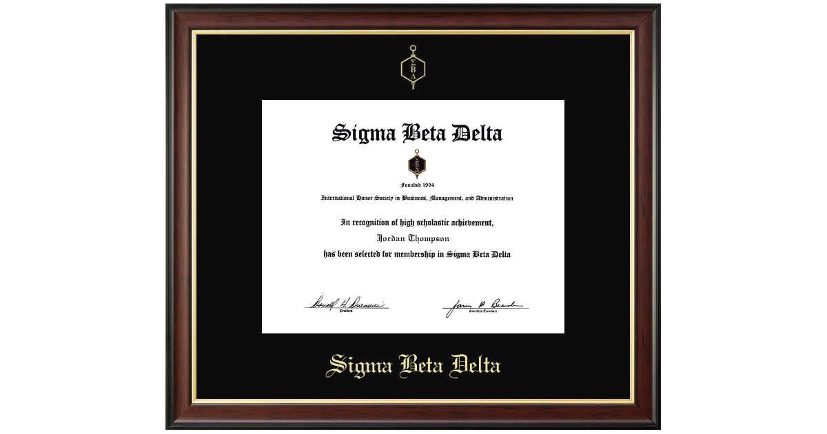 Gold Embossed Certificate Frame in Studio Gold Sigma Beta Delta Honor Society - Item #204403 ...