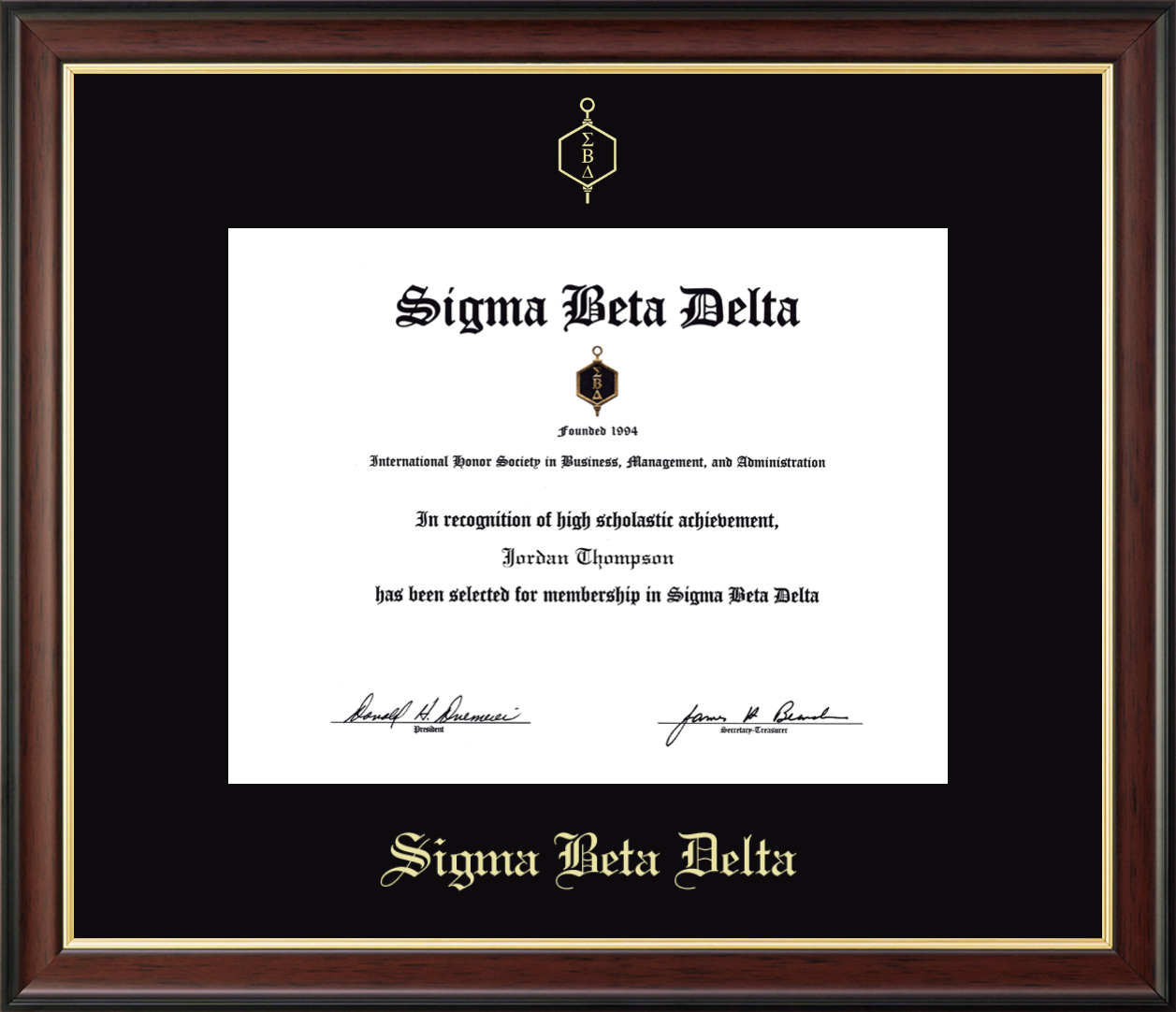 Sigma Beta Delta Honor Society Gold Embossed Certificate Frame in Studio Gold - Item #204403 ...
