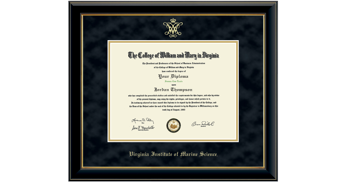 Gold Embossed Diploma Frame in Onyx Gold William & Mary - Item #204485 ...