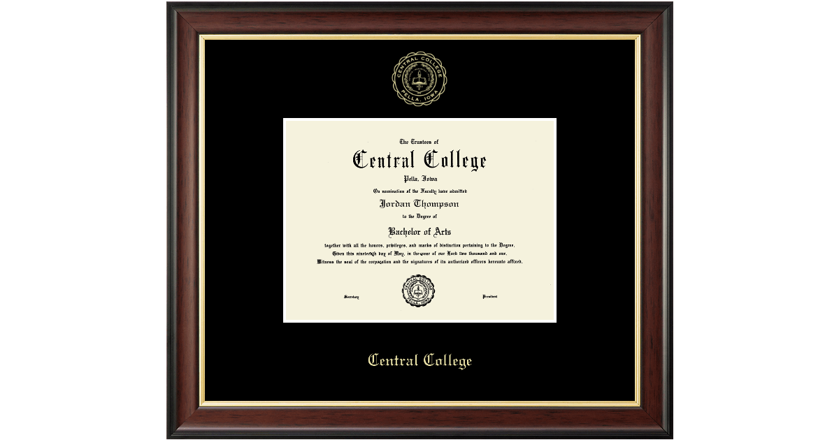 Gold Embossed Diploma Frame in Studio Gold Central College - Item #204529