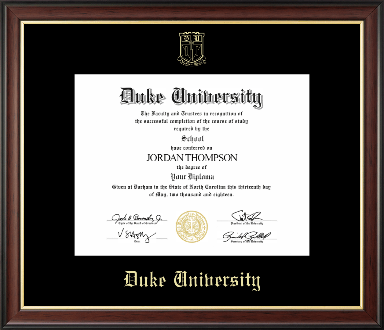 Duke University Gold Embossed Diploma Frame in Studio Gold - Item ...