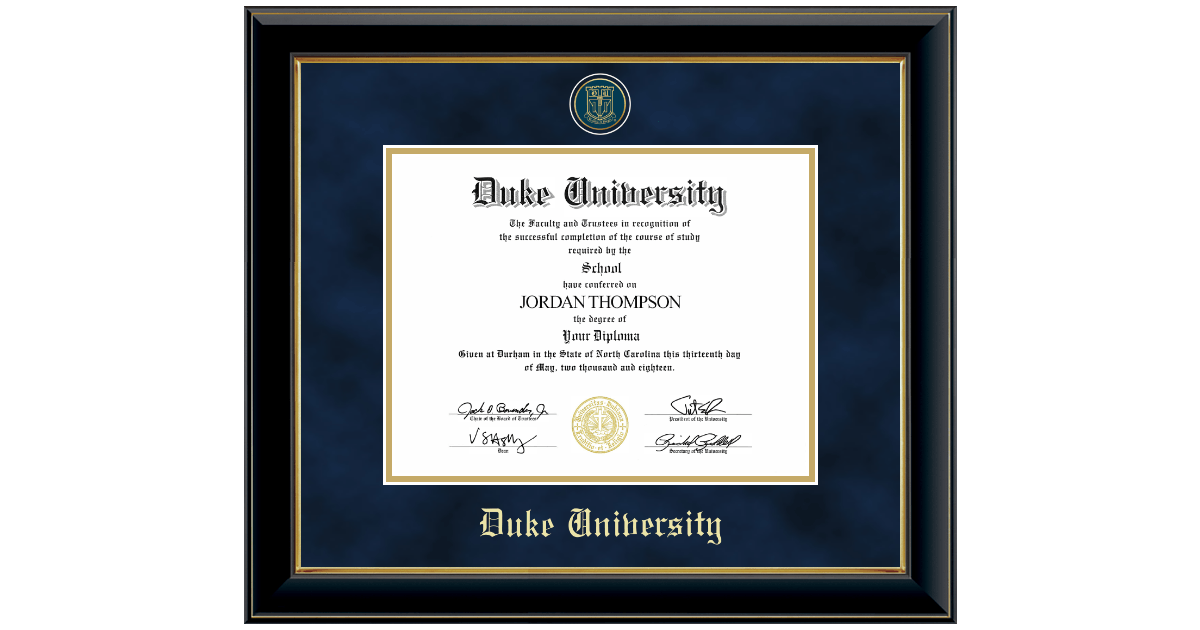 Heirloom Edition Diploma in Onyx Gold Duke University - Item #204559 ...
