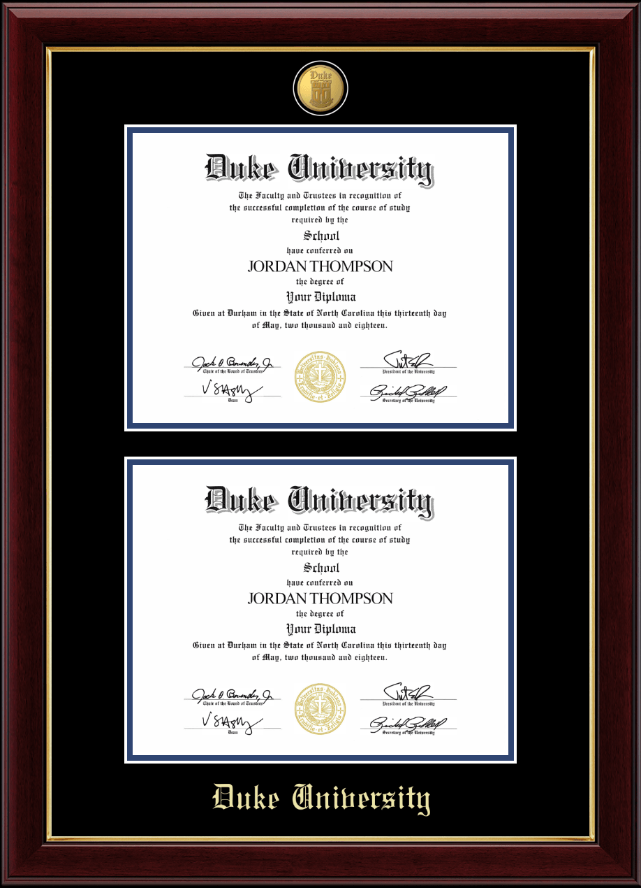 Duke University 23K Double Diploma Frame in Gallery - Item #205224 from ...