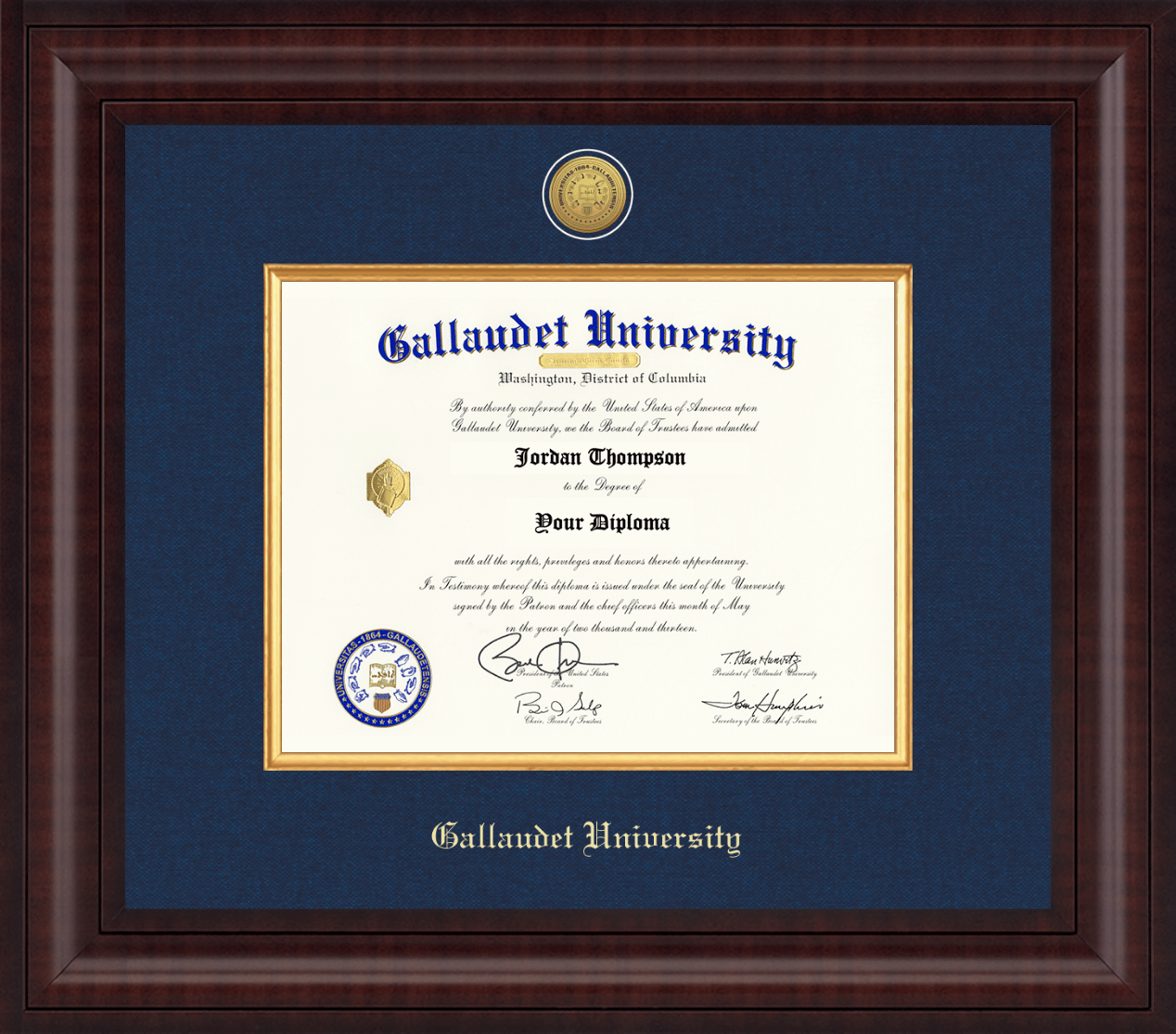Gallaudet University Presidential Gold Engraved Diploma Frame in ...