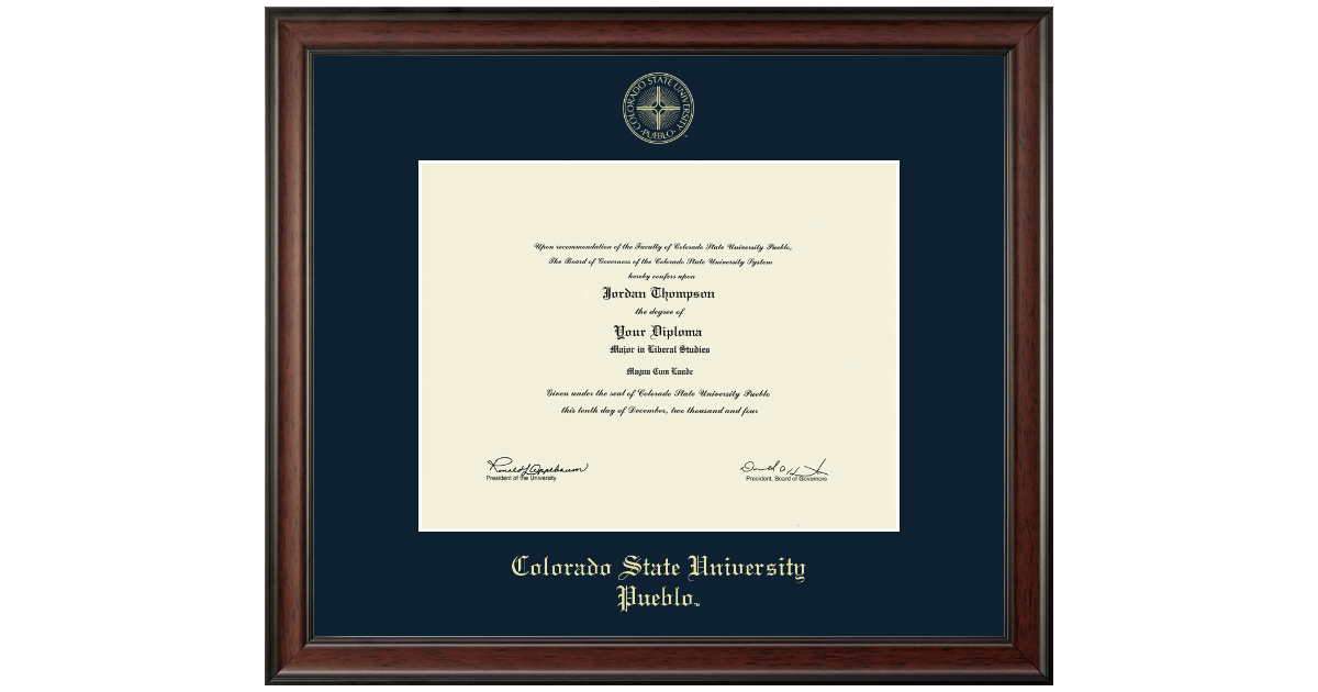 Gold Embossed Diploma Frame in Studio Colorado State University Pueblo ...