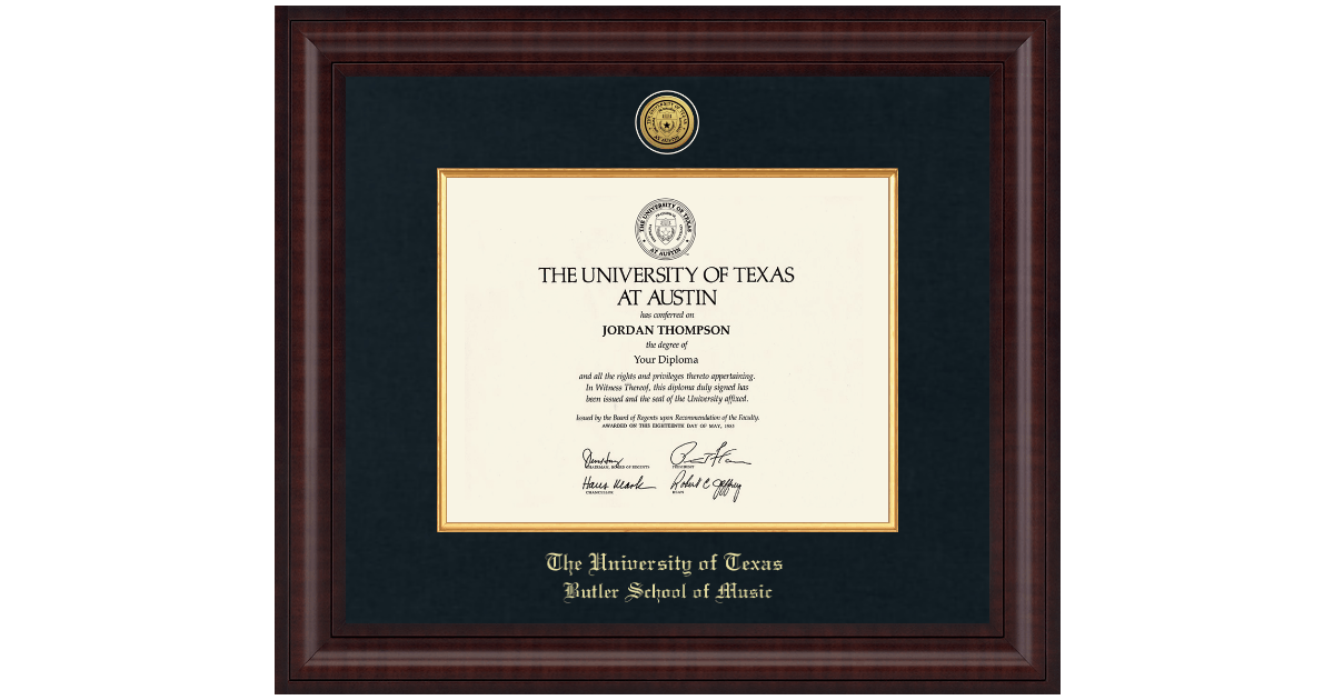 UT Butler School of Music Diploma Frames | Church Hill Classics