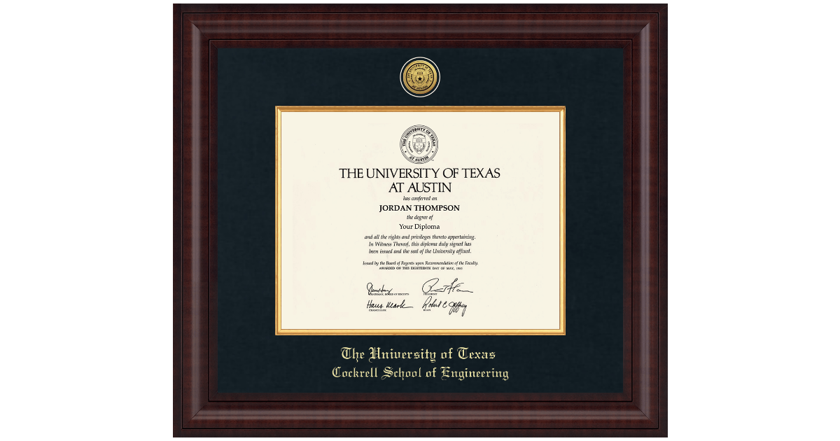 UT Cockrell School of Engineering Diploma Frames