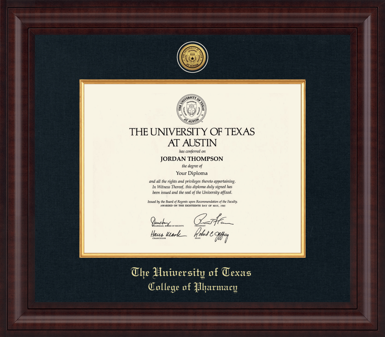 The University of Texas at Austin Presidential Gold Engraved Diploma ...