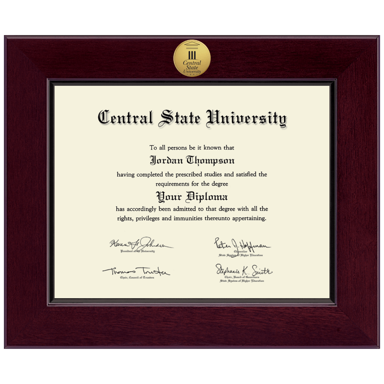 Century Gold Engraved Diploma Frame in Cordova Central State University ...