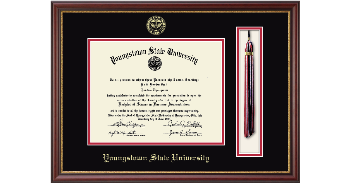 Tassel & Cord Diploma Frame in Newport Youngstown State University ...