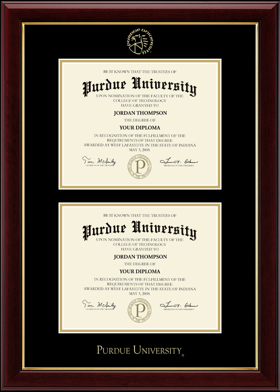 Purdue University Double Diploma Embossed Frame in Gallery - Item ...