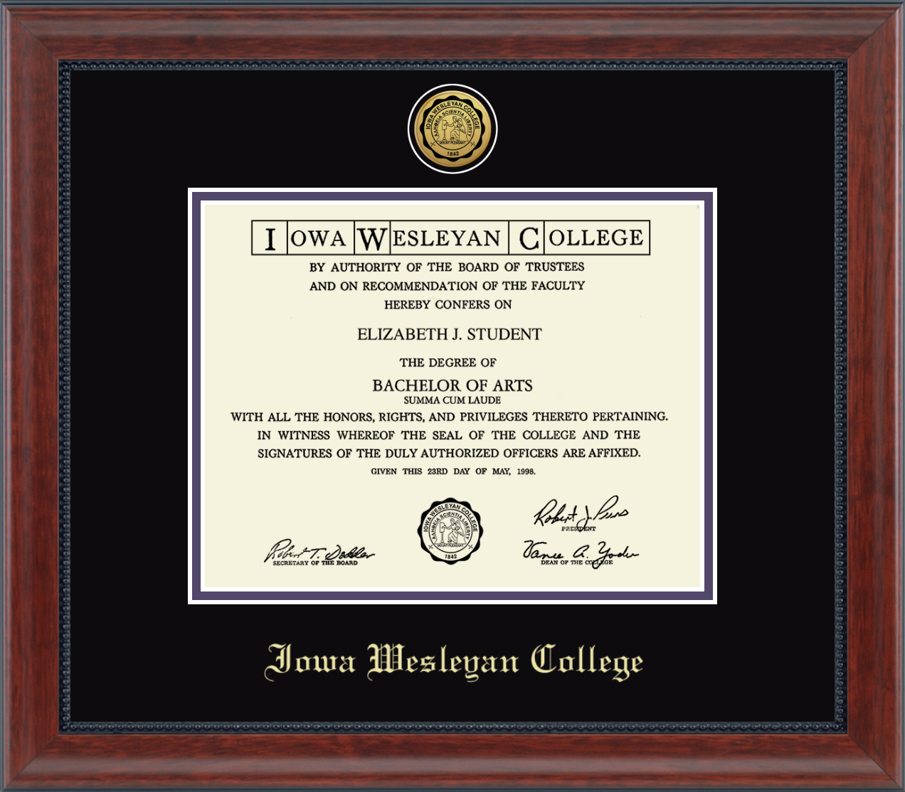 Iowa Wesleyan College Pre-Bachelors - Gold Engraved Medallion Diploma ...