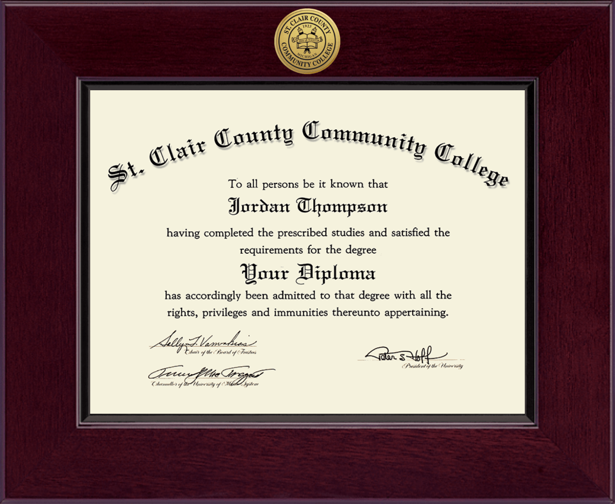 St. Clair County Community College Century Gold Engraved Diploma Frame ...