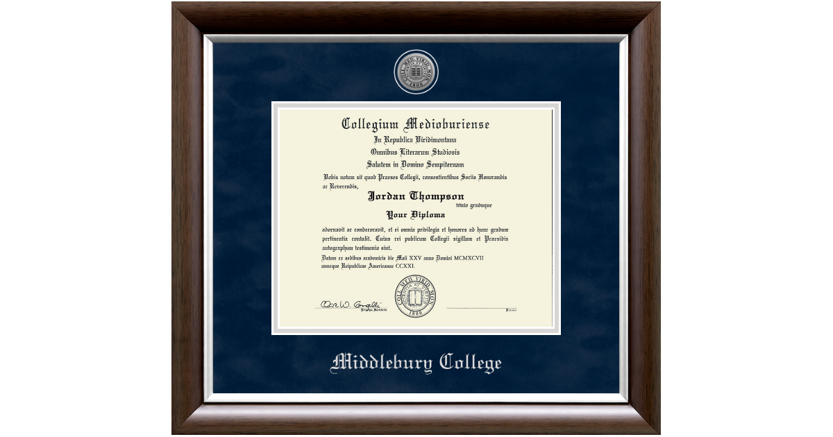 Silver Engraved Medallion Diploma Frame in Devonshire Middlebury ...