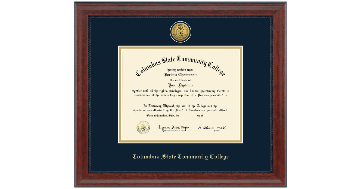 Gold Engraved Medallion Diploma Frame in Signature Columbus State ...