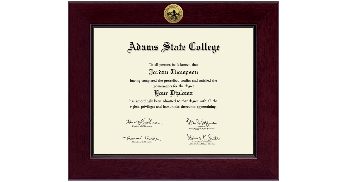 Century Gold Engraved Diploma Frame in Cordova Adams State College ...